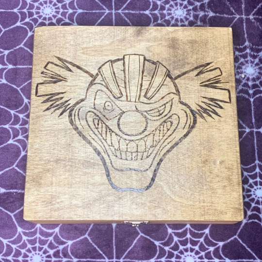 Twisted Metal Sweet Tooth Wood Burned Box | DarkDiamondDesigns13